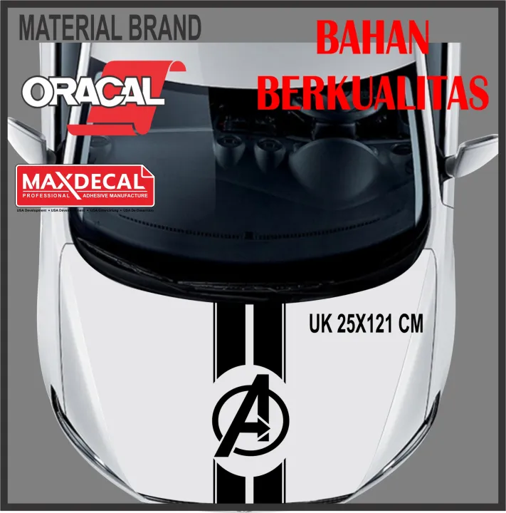Stiker Mobil Kap depan Sticker Cutting lis variasi logo avenger keren ...