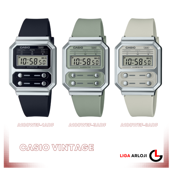 JAM TANGAN VINTAGE CASIO A100WEF-1ADF, A100WEF-3ADF, A100WEF-8ADF ...