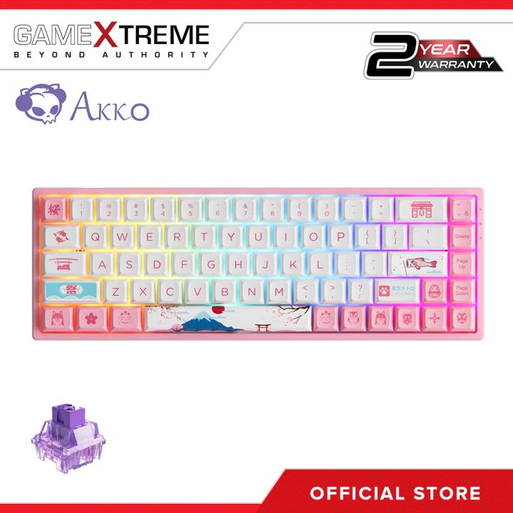 AKKO World Tour Tokyo R2 3068B Plus Multi-Modes RGB Mechanical Keyboard (AKKO CS Jelly Purple ...