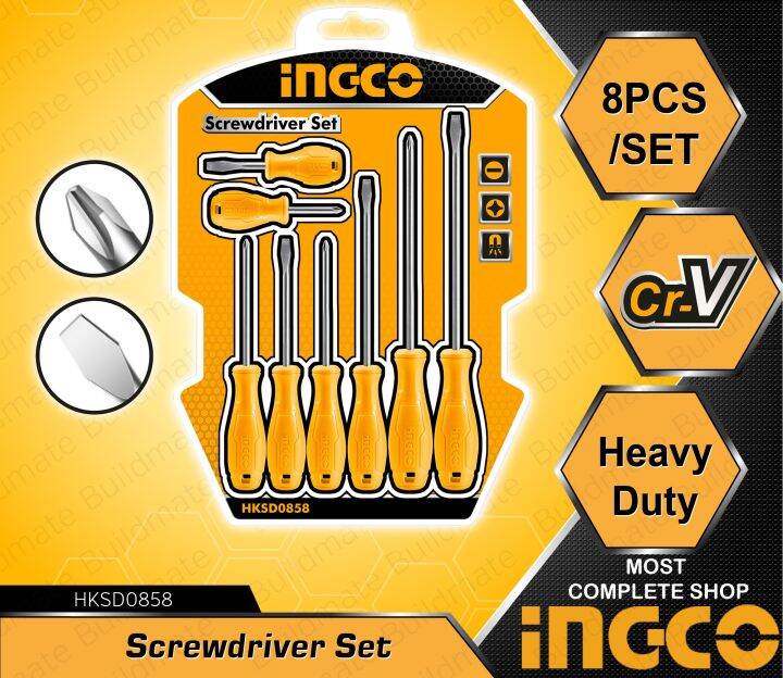 INGCO OBENG SET MAGNET GAGANG FIBER SCREWDRIVER SET 8 PCS INGCO HKSD08 ...