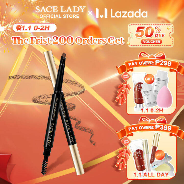 SACE LADY Eyebrow Pencil Waterproof with Brush Brown Black Eye Brow Pen ...