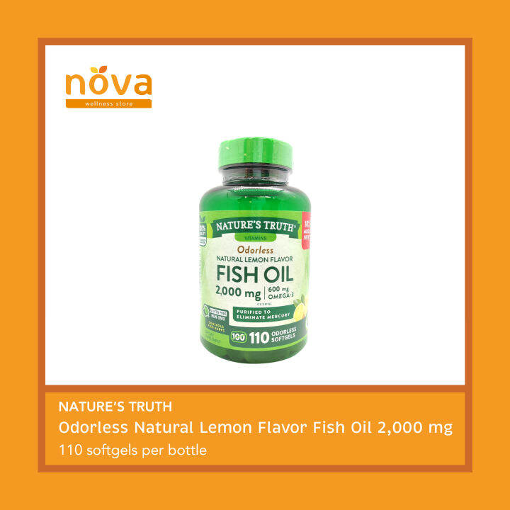 Nature's Truth Odorless Natural Lemon Flavor Fish Oil 2000mg 110 ...
