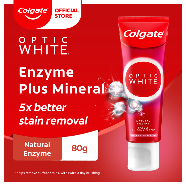 Colgate Optic White Whitening Toothpaste with Natural Enzyme 80g ...