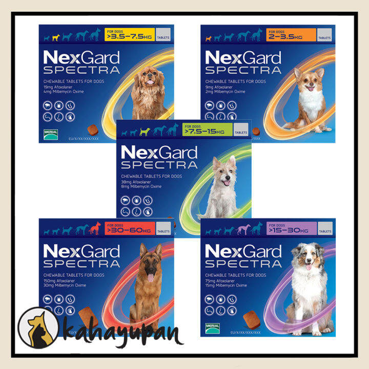 Nexgard Spectra Anti Tick, Flea, Mange and Deworming Chewables for Dogs ...