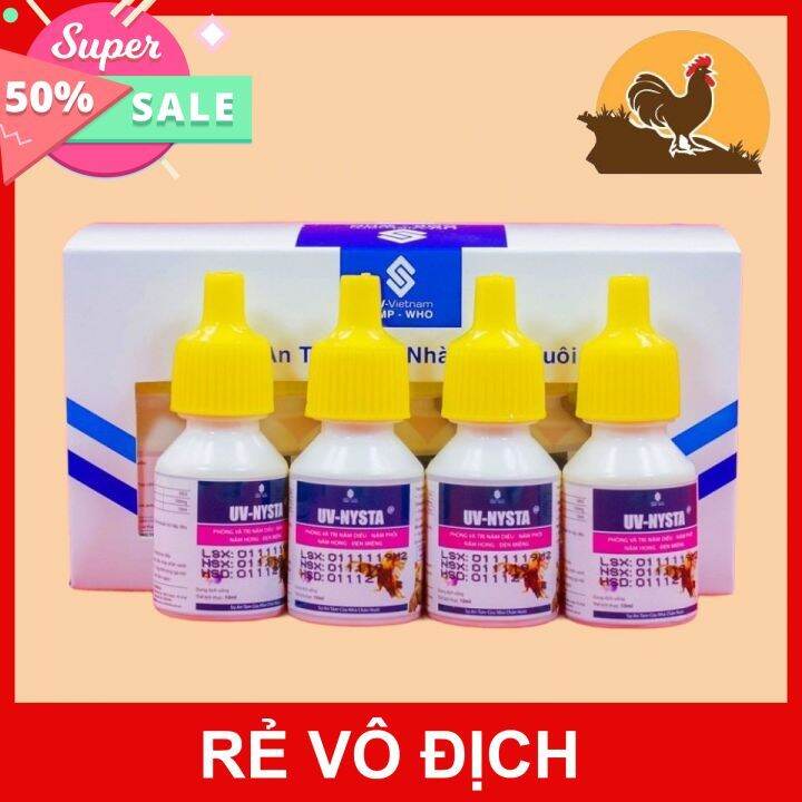 UV - NYSTA NẤM DIỀU, NẤM PHỔI, NẤM HỌNG, ĐẸN CHO GÀ ĐÁ 4 LỌ x 10 ml ...