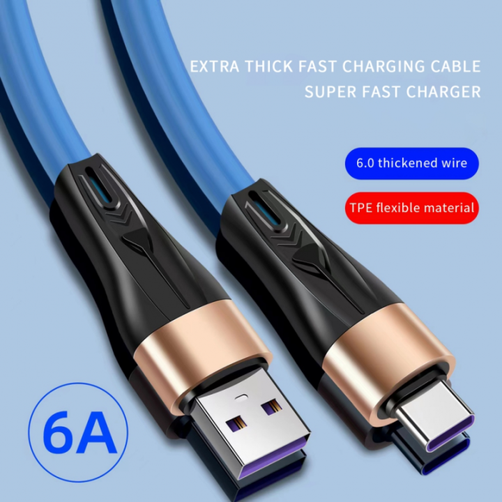 6A 3.3FT USB A to USB C Cable Soft Liquid Silicone Data Cable Fast ...