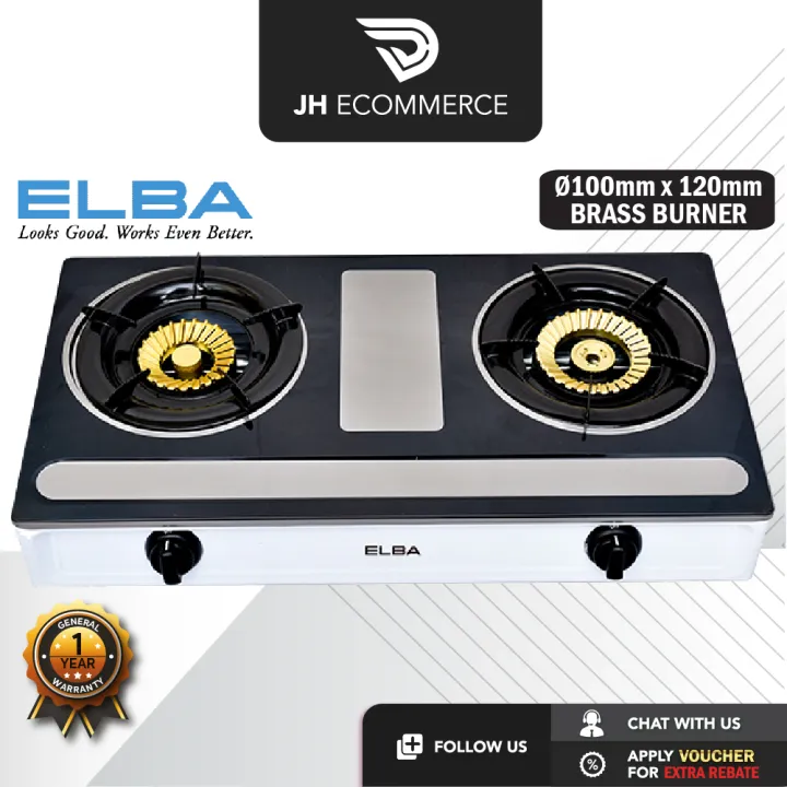 Elba 2 Burners Table Gas Stove Egs M6992ss Automatic Piezo Ignition 100mm X 120mm Whirling