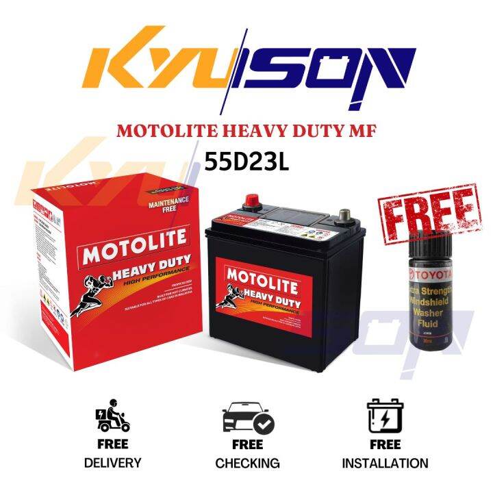 55D23L Motolite Heavy Duty MF Car Battery Bateri Kereta *with Free Gift ...