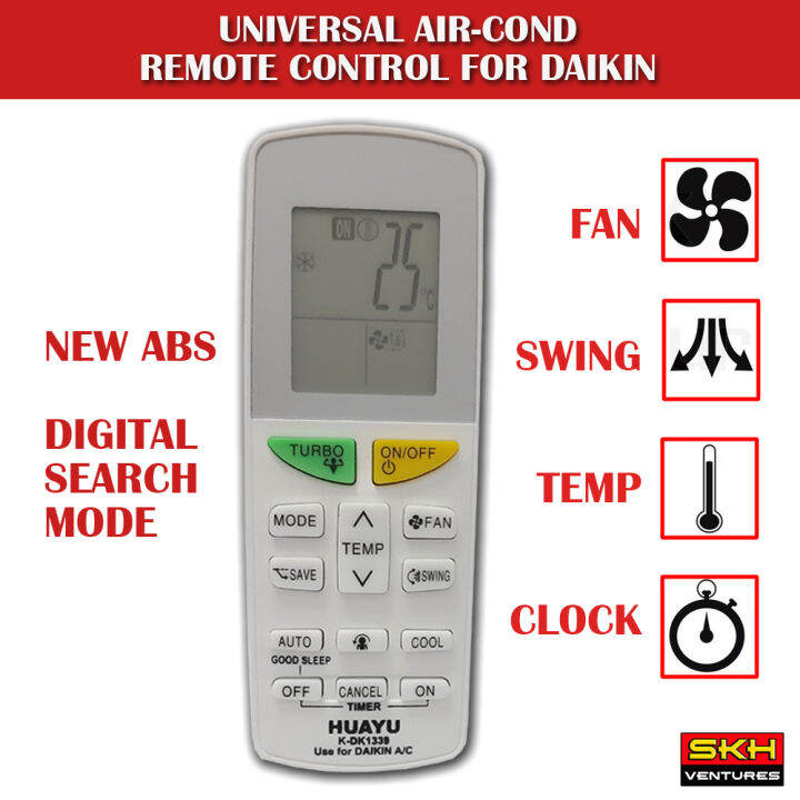 DAIKIN Universal Multi-Function Aircond Remote Control (K-DK1339) | Lazada