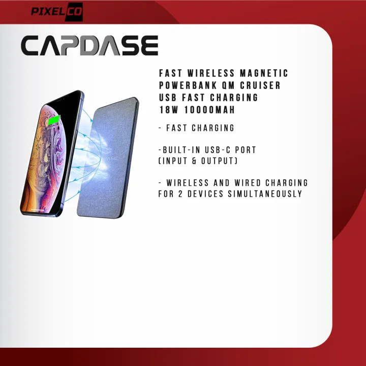 Capdase QM Cruiser Fast Magnetic Wireless Charging Power Bank 10,000mAH ...