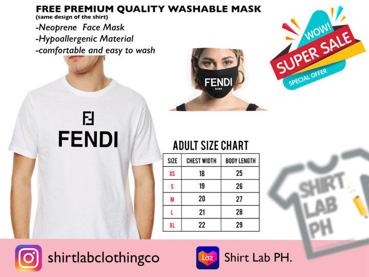 FENDI CASUAL SHIRT WITH FREE FACE MASK Unisex- Men's/Womens T-Shirt ...