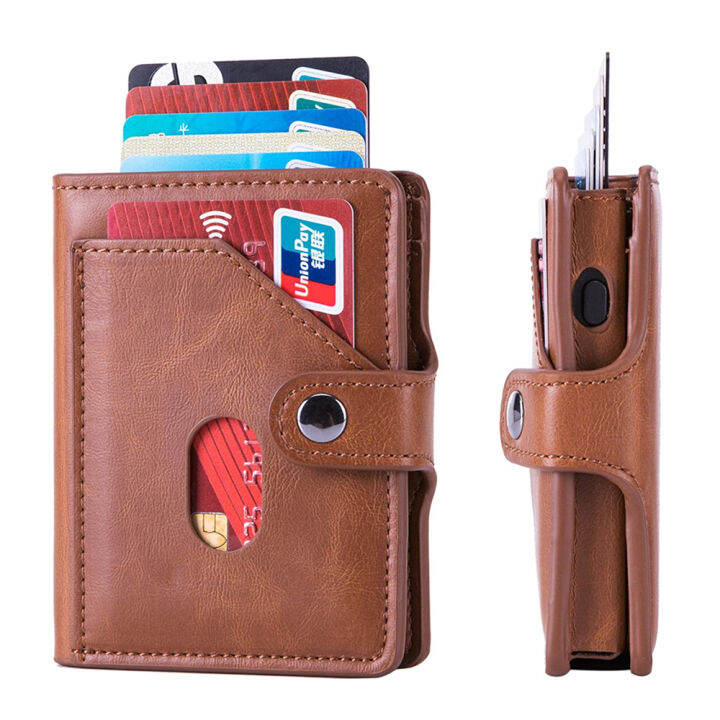 Men Leather Slim Card Wallet RFID Pocket Card Holder Wallet Holds ...