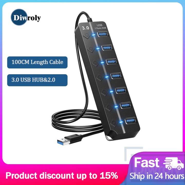USB Hub 3.0 High Speed Multi USB Splitter Adapter 7 Port Multiple ...