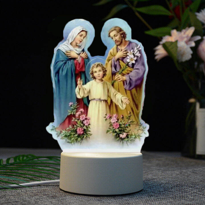 HCParty Newly Colorful Acrylic Tricolor Light Night Lamp Holy Family ...