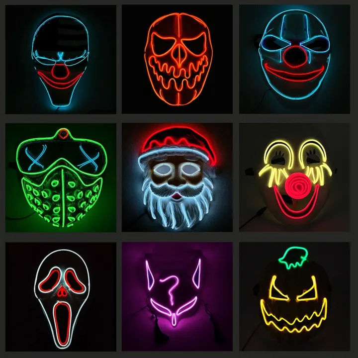 Payday Led Rave Mask Led Halloween Mask Dance DJ Happy EL Wire Mask For ...