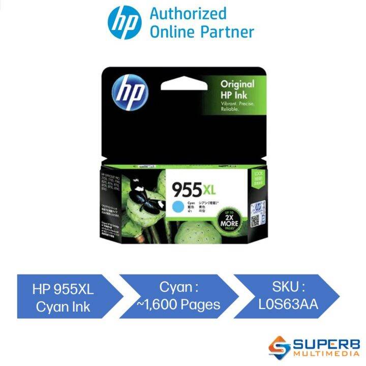 HP 955XL Cyan Original High Yield Ink Cartridge [L0S63AA] | Lazada