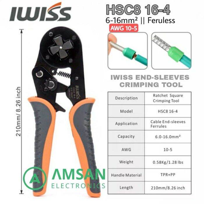 Iwiss HSC8 16-4 Tang Crimping Ferrule skun Ferruless 6-16mm konektor | Lazada Indonesia