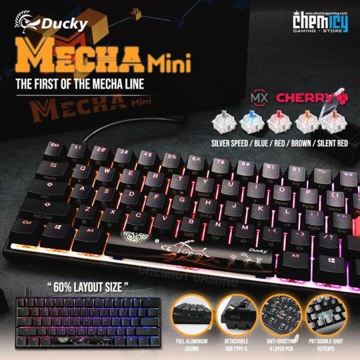 Ducky Mecha Mini RGB Light 60% Aluminium Mechanical Gaming Keyboard ...