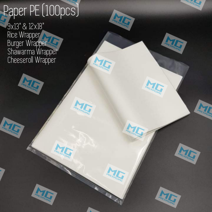 Paper PE (9"x13" & 12"x18") 100pcs Rice Wrapper, Burger Wrapper ...