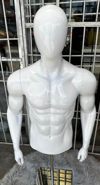 Male Half Body Torso Upper Body Mannequin FIBER (with stand Black ...