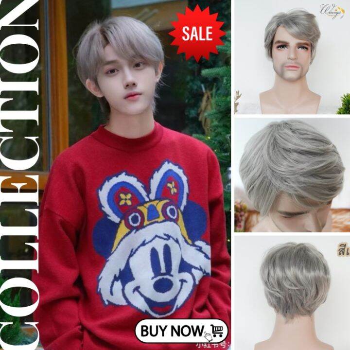 WC-M วิกผมผู้ชาย วิกผมชายสีเทา วิกผมผู้ชายซอยสั้น วิกผมแฟชั่น วิกผมราคา ...