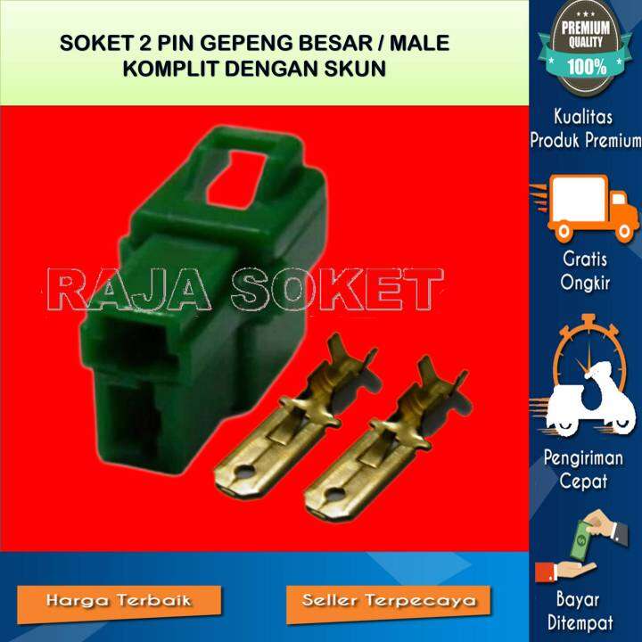 ( isi 5 pcs ) SOKET SOCKET CONNECTOR KONEKTOR KABEL 2 PIN BESAR MOTOR ...