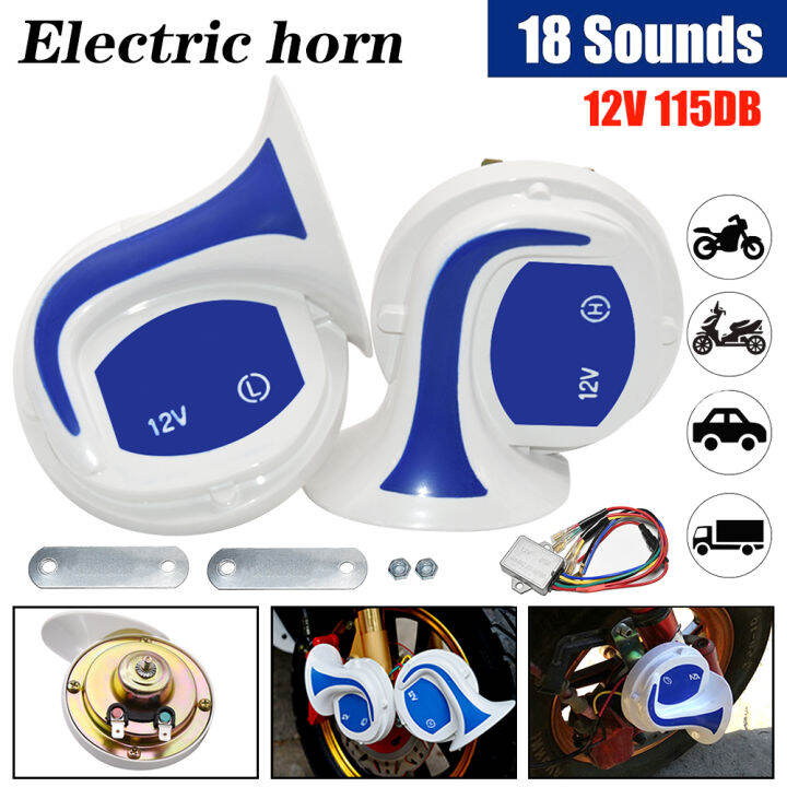 2PCS Car Motorcycle Horn+Controller Loud Sound Signal 12v 115DB Air ...