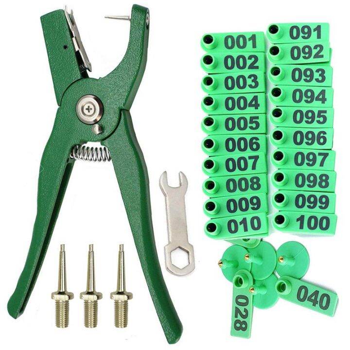 Livestock Animal Ear Tag Pliers, with Number 001-100 Ear Tags and 3 ...