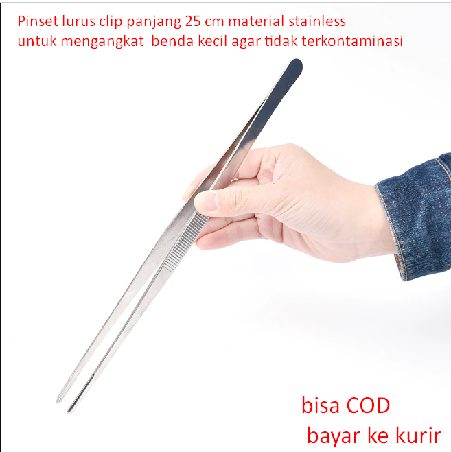 Pinset lurus clip panjang 25 cm material stainless untuk mengangkat ...