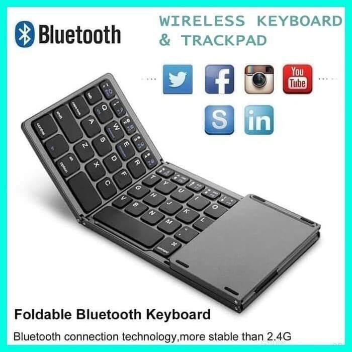 B033 Wireless Bluetooth Foldable Keyboard Touchpad Lipat 3 | Lazada Indonesia