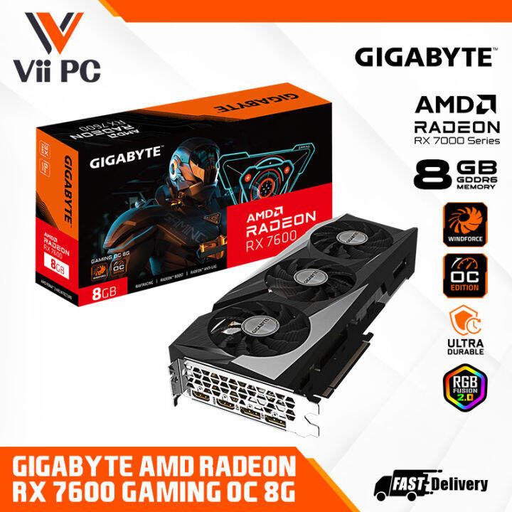GIGABYTE Radeon RX 7600 RX7600 GAMING OC 8G Graphics Card, 3x WINDFORCE ...