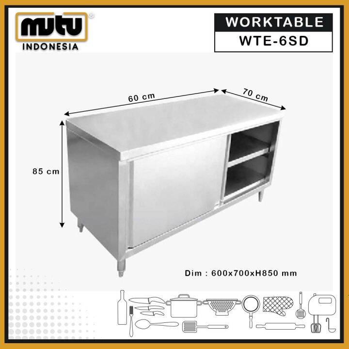 Lemari Stainless / Lemari Dapur / Meja Stainless WTE-6SD | Lazada Indonesia