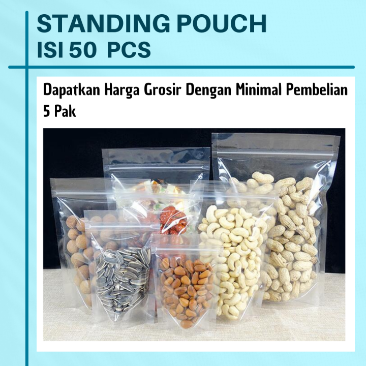 Plastik Standing Pouch 1 Kg Ukuran 10 x 17 cm Tebal Isi 50 Pcs dalam 1 ...