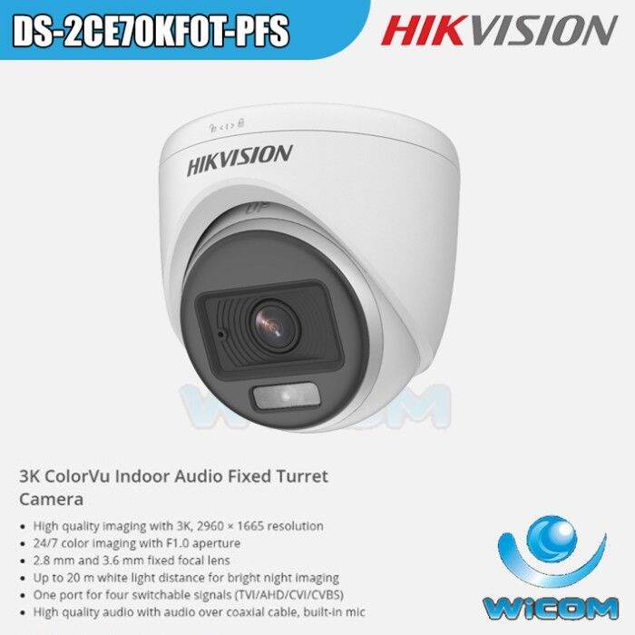 Camera Analog CCTV Hikvision 3K DS-2CE70KF0T-PFS 3.6mm Fixed Lens ...