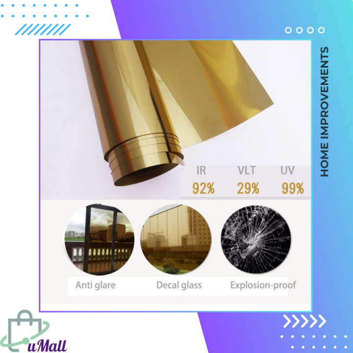 【uMall】Gold Window Film Reflective Glass Sticker Privacy Window Film ...