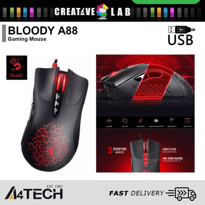 A4Tech Bloody A88 Light Strike Gaming Mouse with Gaming Precision (4000 ...