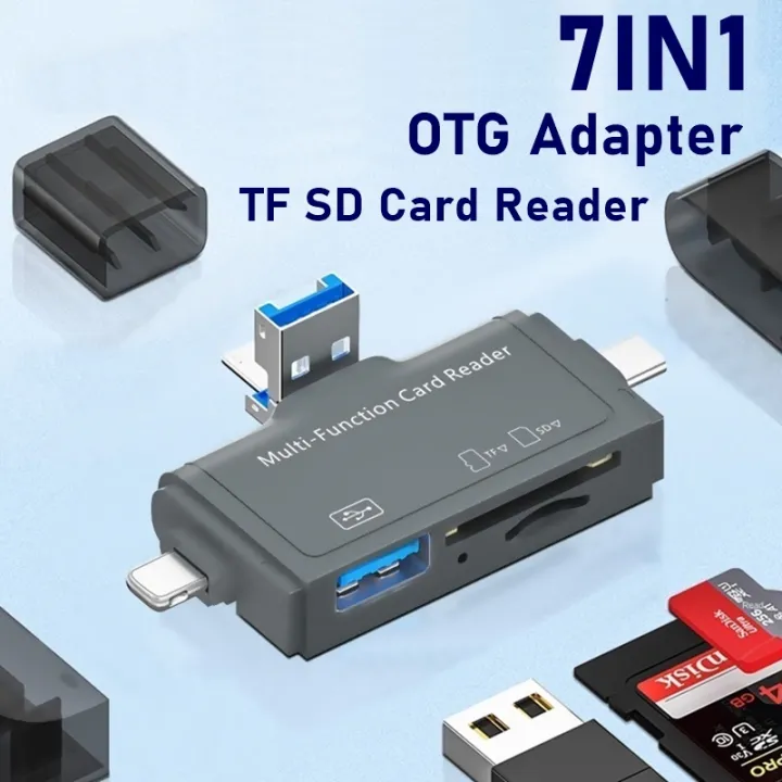 7IN1 Multi OTG USB C Adapter SD TF Micro Card Reader Micro USB Adapter ...