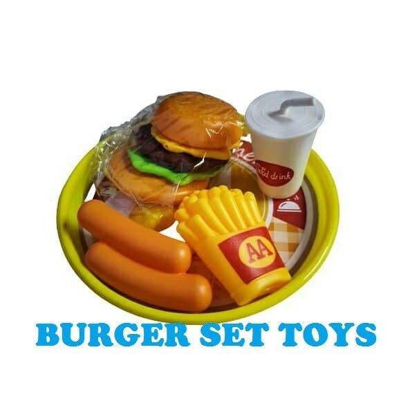 KIDS FOOD PRETEND PLAY SET / BURGER SET TOY FOR KIDS EDUCATION PLAY ...