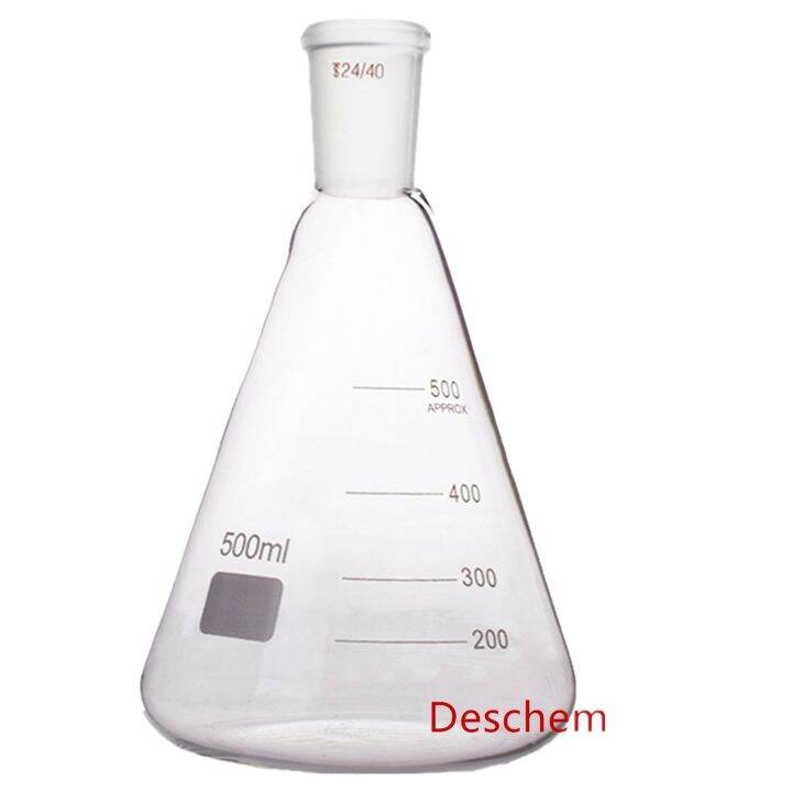 500ml 24/40 labu Erlenmeyer Ground Joint botol kerucut Lab Glassware ...
