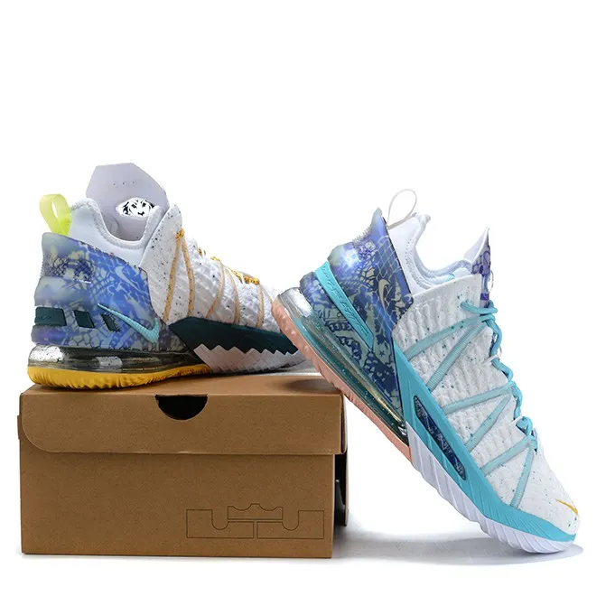 100 แท้เลอบรอนเจมส์ XV111สีขาวแมนดารินเป็ดกีฬารองเท้าบาสเก็ตบอลสำหรับ ...