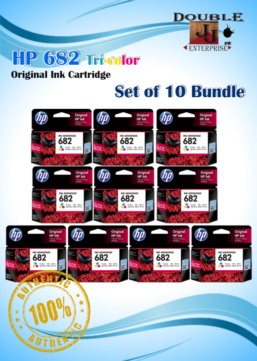 HP 682 Tri-color Original Ink Advantage Cartridge set of 10 bundle ...