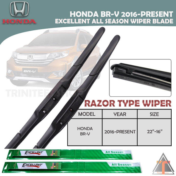 Honda BR-V 2016 to Present (22"/16") Excellent Front Wiper Blade All ...