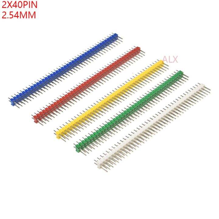 10PCS 2X40 PIN สีแดงสีฟ้าคู่แถวชาย2.54มม. PITCH PIN Header Connector ...