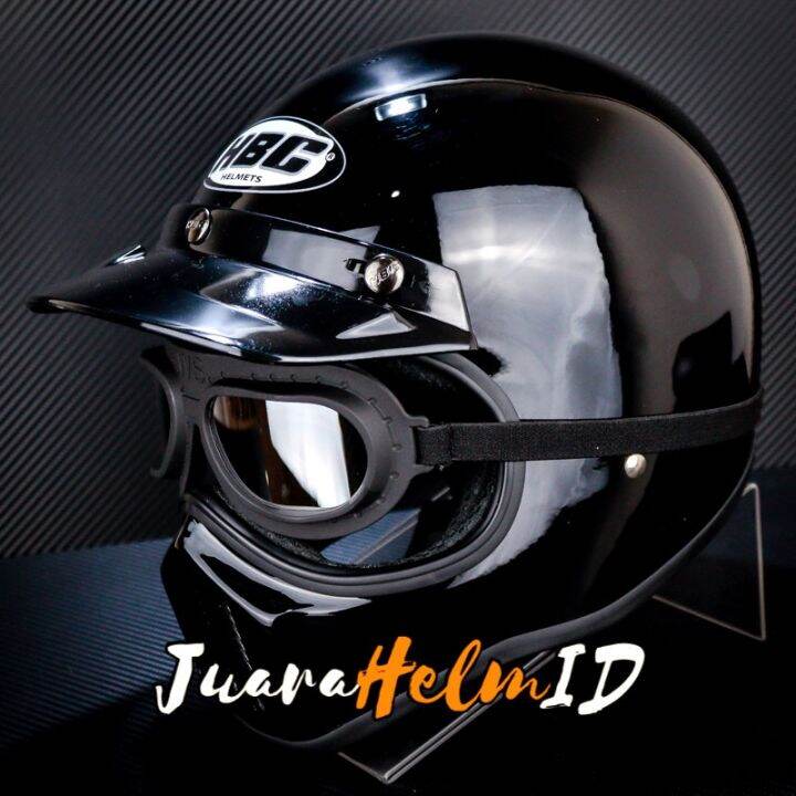 HBC HELM CAKIL SOLID / BLACK GLOSSY / RETRO FULLFACE | Lazada Indonesia