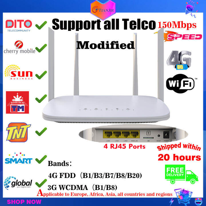 TIANJIE 4G CPE LTE Wifi Router With Sim 300Mbps Mobile Hotspot WIFi ...