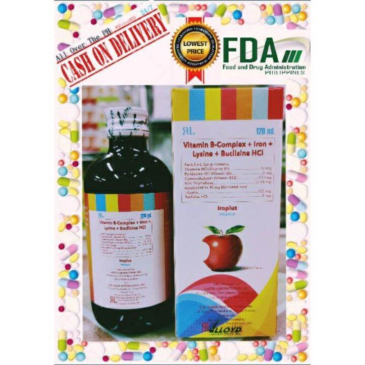 IROPLUS VITAMIN B-COMPLEX IRON LYSINE BUCLIZINE HCI 120ml | Lazada PH