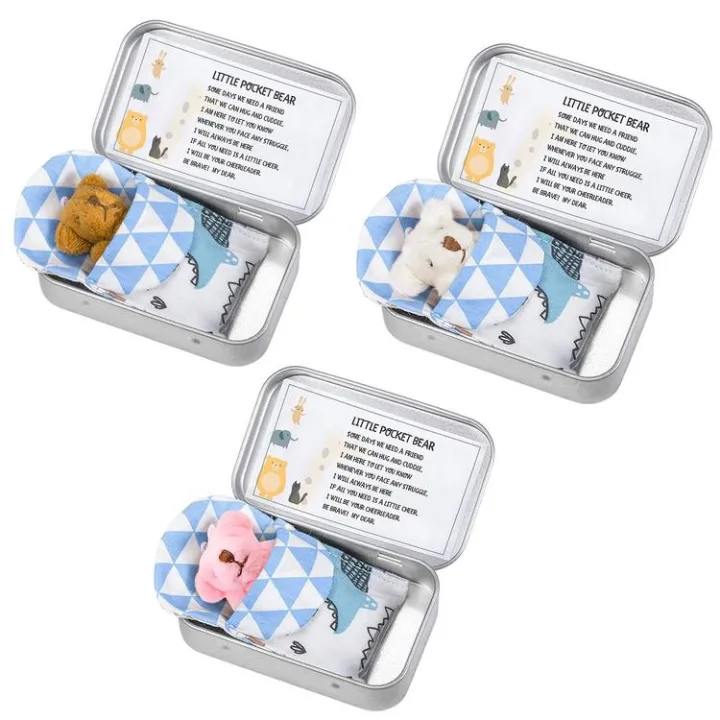 Pocket Bear in Tin Box Peaceful Mini Teddy In A Tin Not Easily Deformed ...