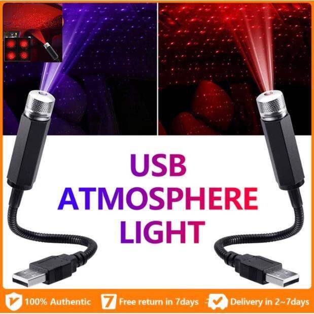 Universal red USB LED Star Projector Neon Atmosphere Ambient Lamp Car ...