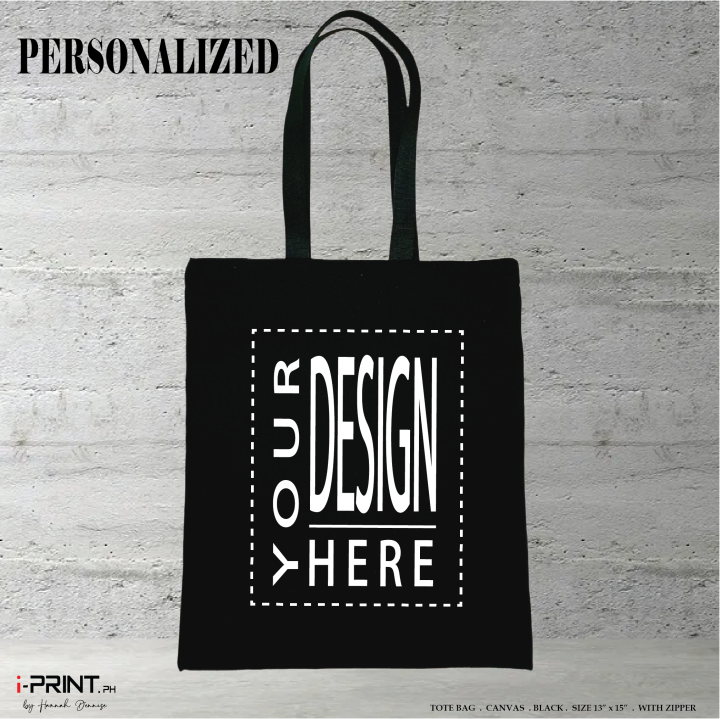 iPRINTph Tote Bag Black Personalized (with zipper canvas 13x15) | Lazada PH