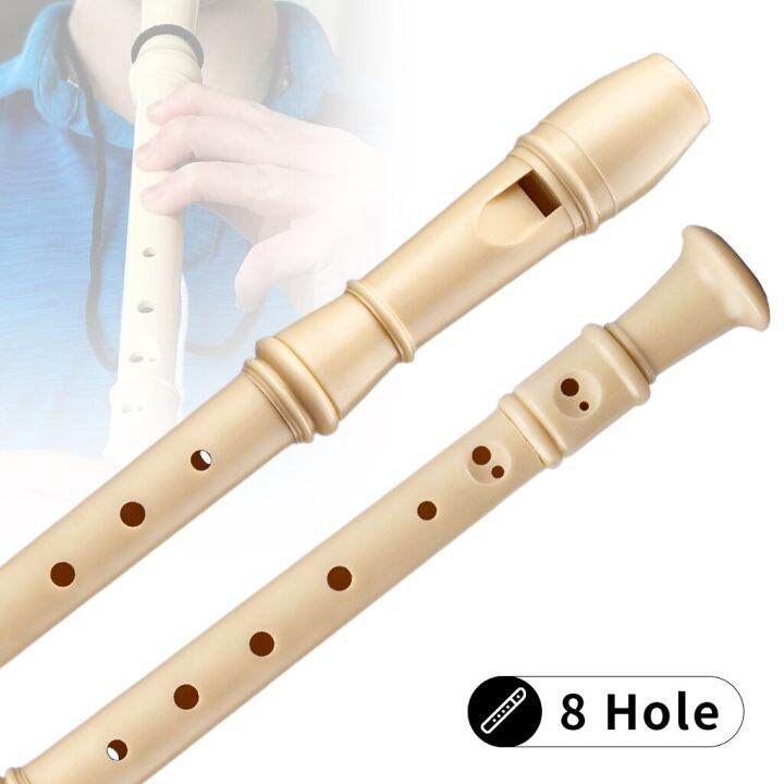 Wooden Color 8 Holes C Key Flute Cream Flute German Style Recorder ...